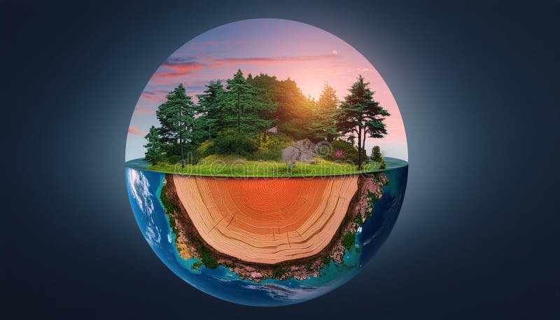 A Cross-section of the Earth Showing Layers and Hidden Ecosystems Stock ...