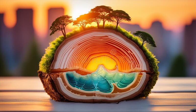 A Cross-section of the Earth Showing Layers and Hidden Ecosystems Stock ...