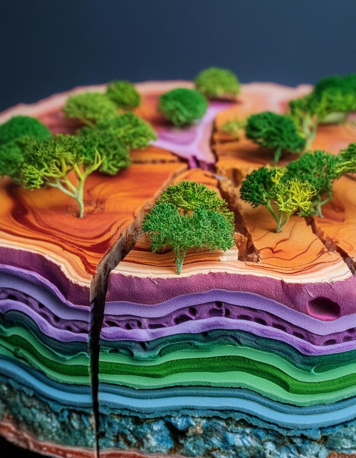 A Cross-section of the Earth Showing Layers and Hidden Ecosystems Stock ...
