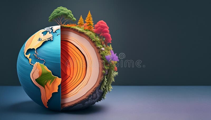 A Cross-section of the Earth Showing Layers and Hidden Ecosystems Stock ...