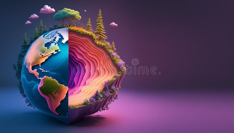 A Cross-section of the Earth Showing Layers and Hidden Ecosystems Stock ...
