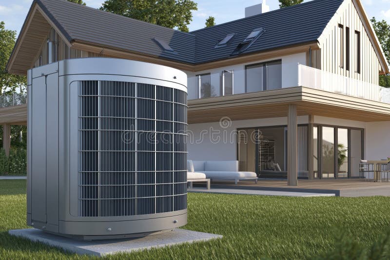Eco-Friendly Heat Pump System in a Modern Home for Energy Efficiency ...
