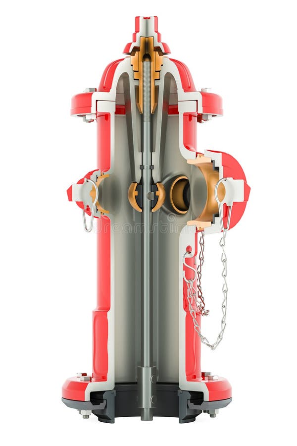 Cross Section of Fire Hydrant, 3D Rendering Stock Illustration ...
