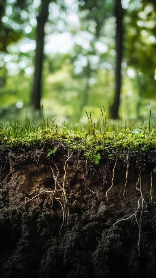 Cross Section of Forest Soil with Roots Exposed, Environmental Concept ...