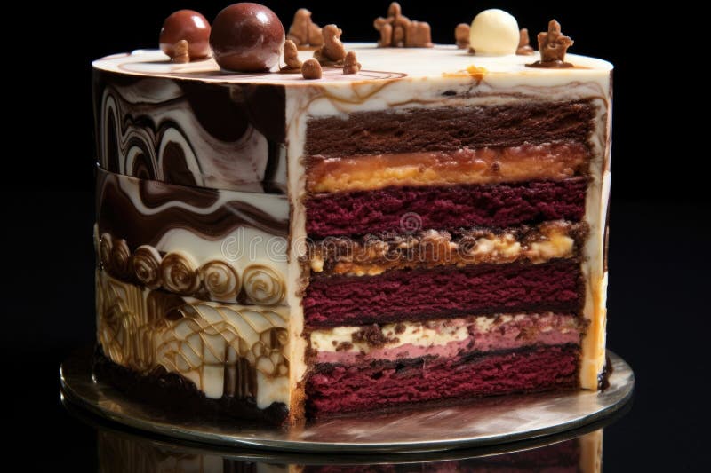 Cross-section of Gateau Showing Intricate Layers Stock Image - Image of ...