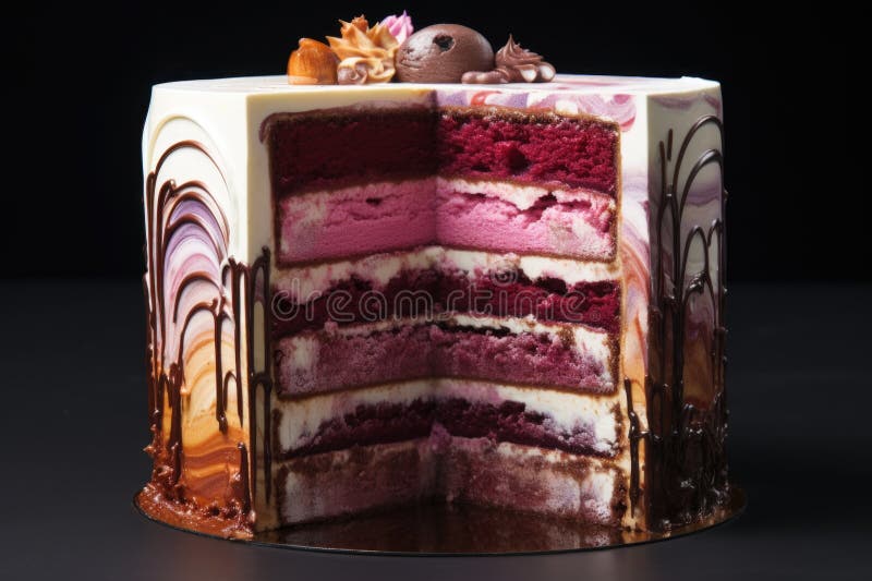 Cross-section of Gateau Showing Intricate Layers Stock Image - Image of ...