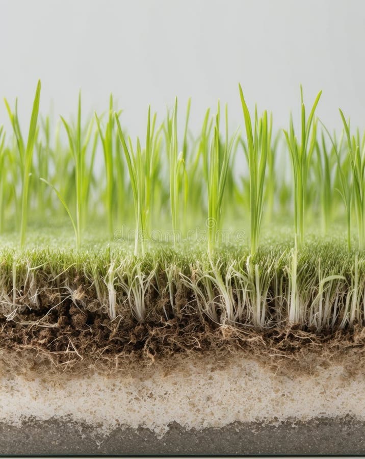Cross Section of Green Grass and Underground Soil Layers Beneath. Stock ...