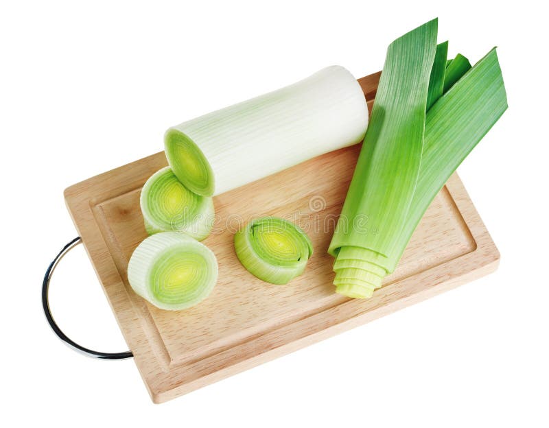 Cross-section of Green Leek on Wooden Board Stock Image - Image of ...