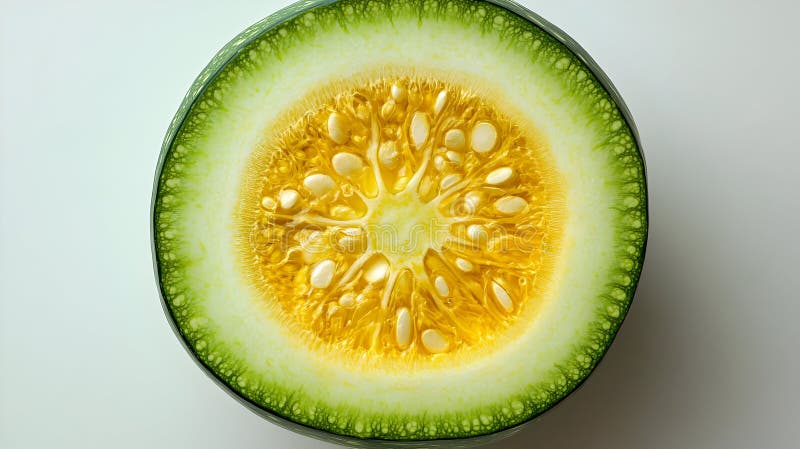 Cross Section of a Green and Yellow Fruit - Realistic Image Stock ...