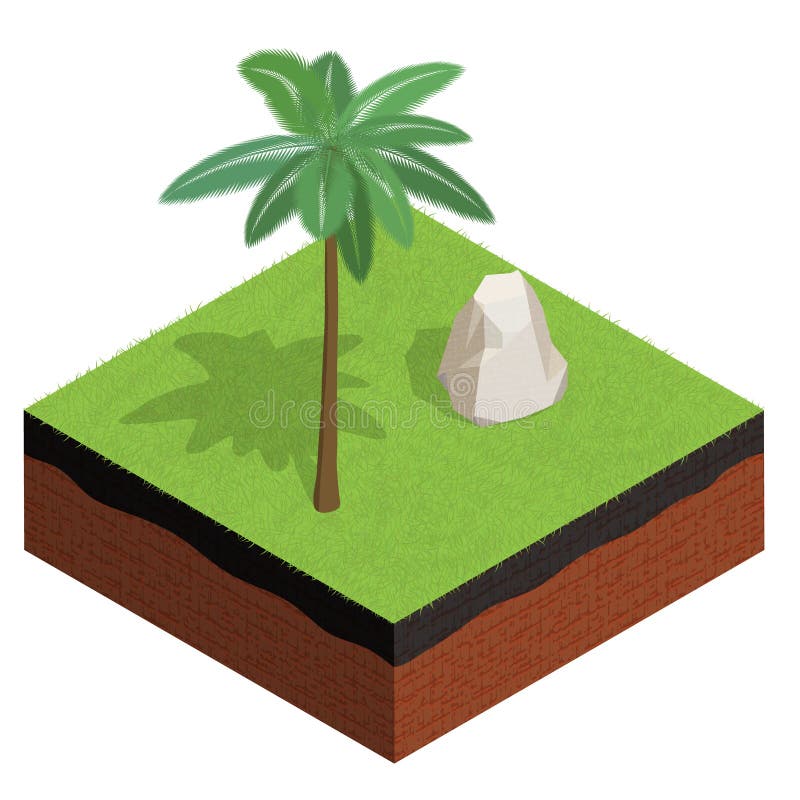 Isometric Cross Section of Ground with Grass. Stock Vector ...