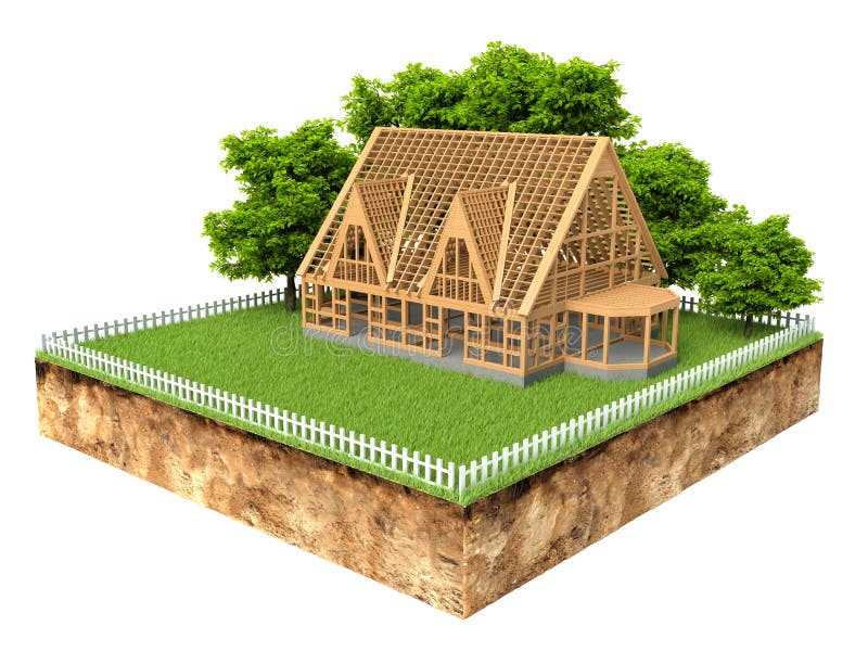 Cross Section of Ground with a New House Under Construction Stock ...