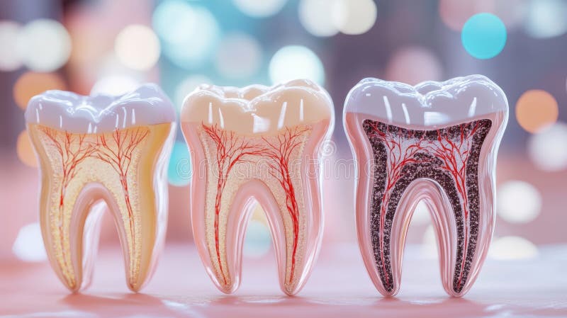 Cross Section of Healthy Human Teeth in Gums Enamel, Crown, Root, and ...