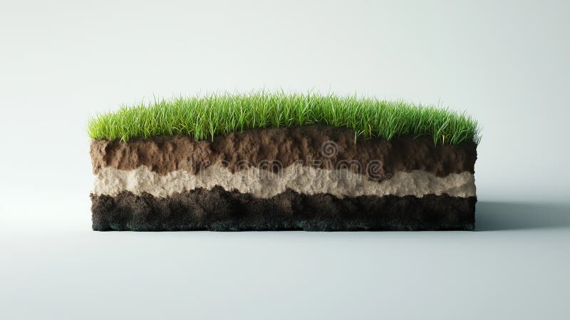 A Cross-sectional View of Soil Layers Showcasing Grass on Top ...