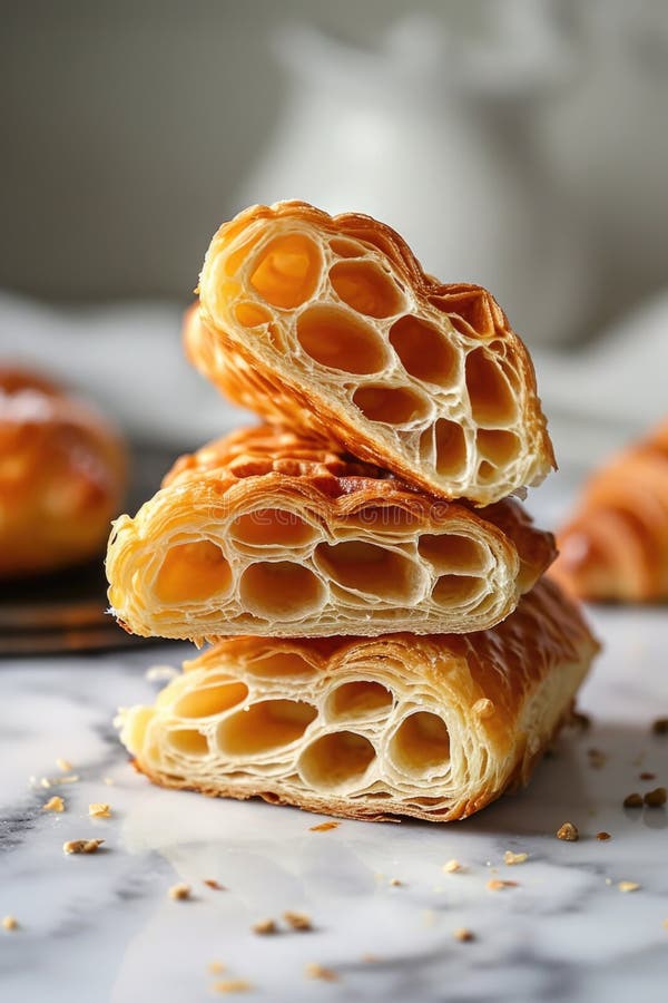 Cross-section of Honeycomb Croissant Stock Illustration - Illustration ...