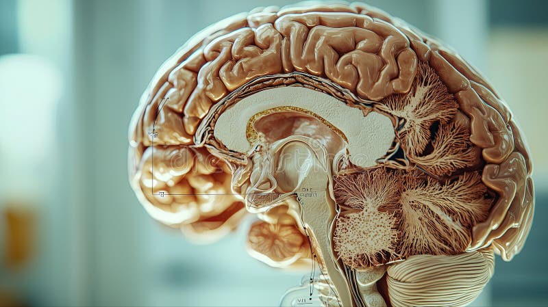 Cross-Section of the Human Brain Highlighting Different Lobes Stock ...