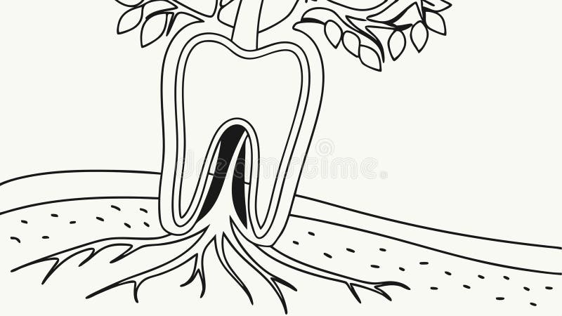 Cross Section of a Human Tooth with Root System Vector Design ...