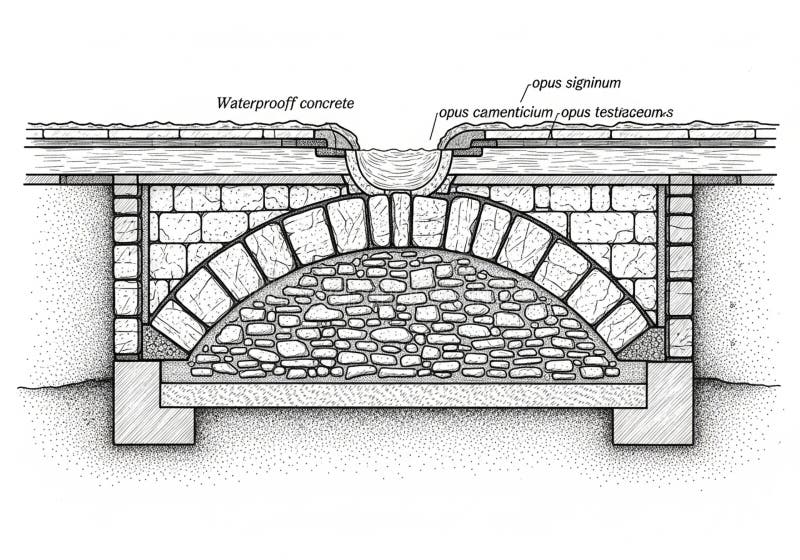 Cross-section Illustration of an Ancient Roman Bridge from the Stock ...