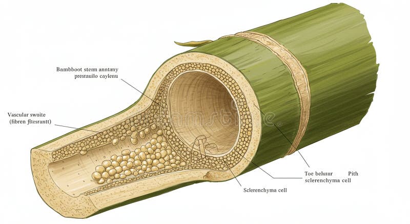 Cross-section Illustration of a Bamboo Stem. the Outer Layer is Green ...