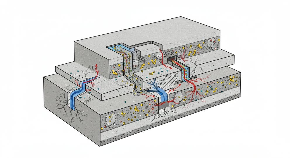 Cross-section Illustration of a Multi-layer Concrete Structure ...