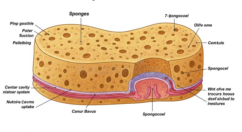 Cross-section Illustration of a Sponge, Highlighting Internal ...
