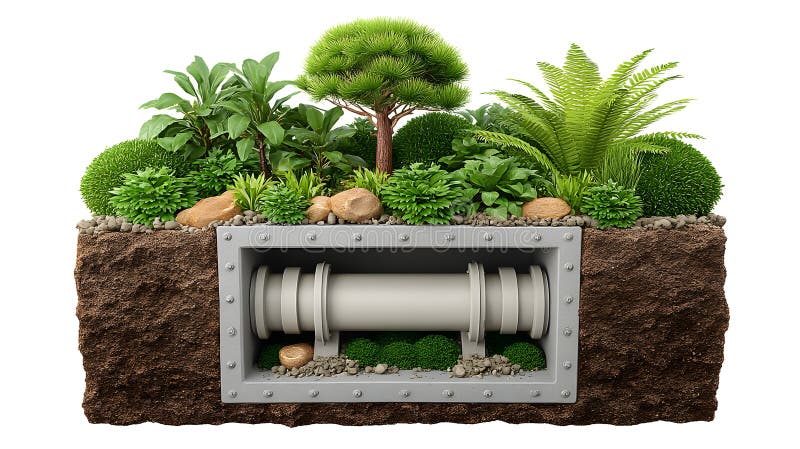 Underground Pipe Relining Process. Cross-section View Shows Liner ...