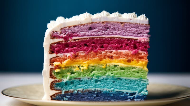 Cross Section of Layered Rainbow Cake with Vibrant Colors Stock ...