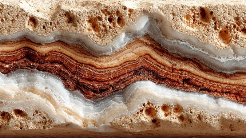 Cross-section of Layered Travertine Marble Stone with Rich Texture and ...