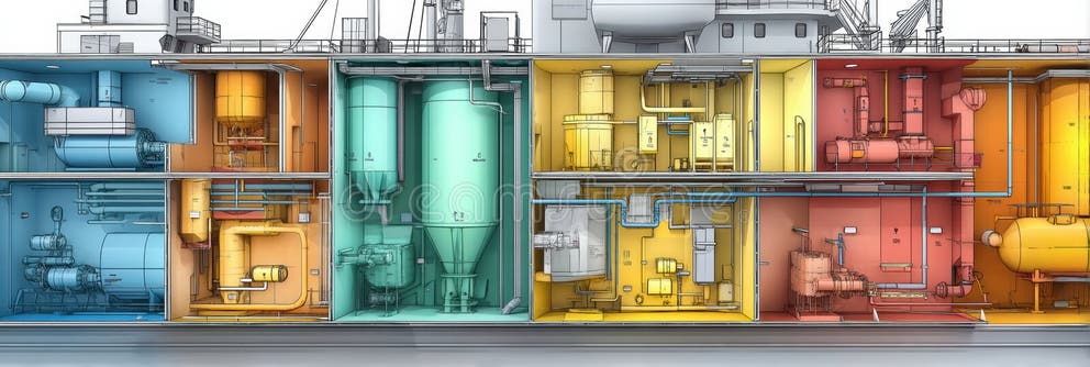 Detailed Cross-Section View of Oil Tanker Compartments Showcasing ...