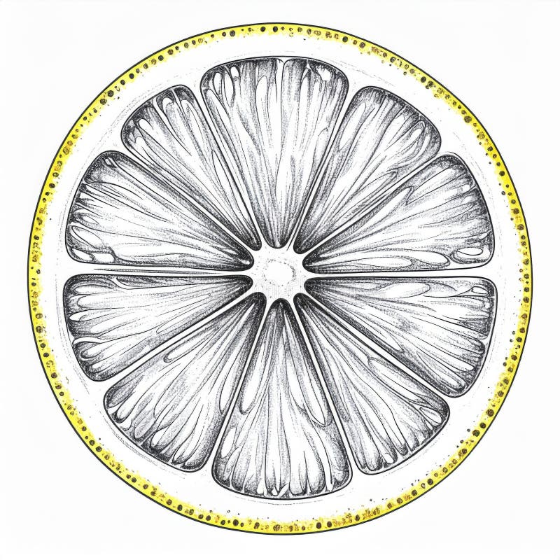 Cross Section of a Lemon with Yellow Peel Stock Illustration ...