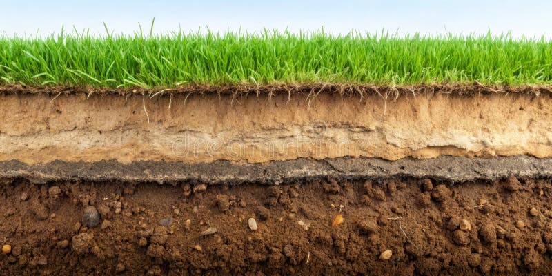 Cross-Section Lush Green Grass and Soil Layers Stock Illustration ...