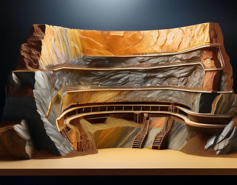 A Cross-section Model of a Mining Tunnel Illustrating Various ...