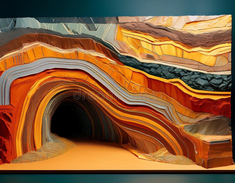 A Cross-section Model of a Mining Tunnel Illustrating Various ...