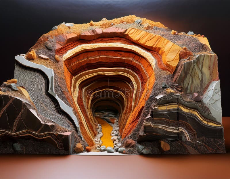 A Cross-section Model of a Mining Tunnel Illustrating Various ...