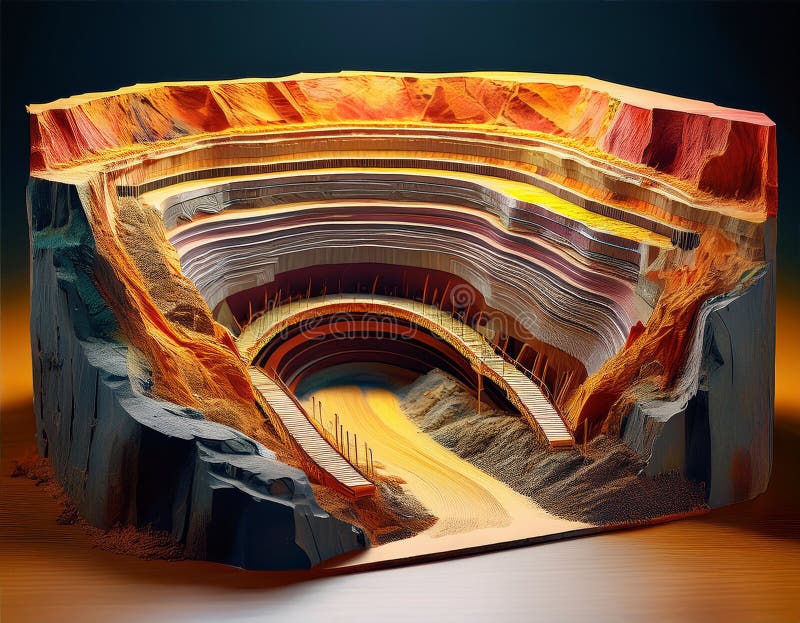 A Cross-section Model of a Mining Tunnel Illustrating Various ...