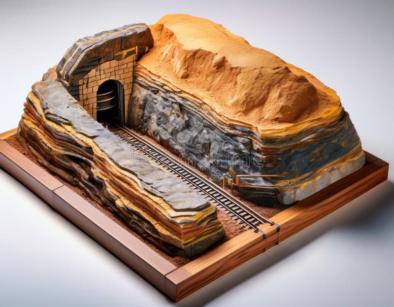 A Cross-section Model of a Mining Tunnel Illustrating Various ...
