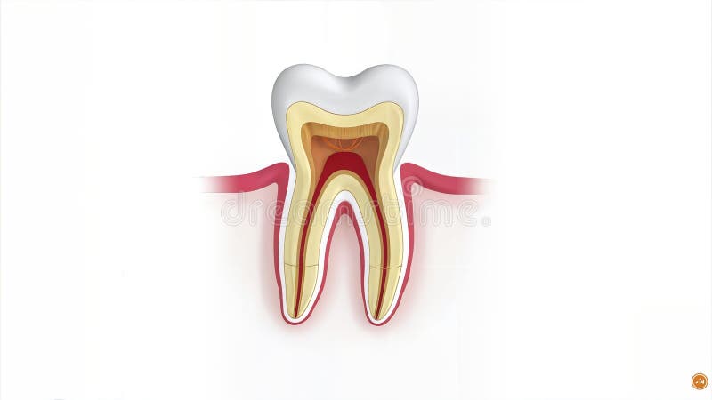 A Cross-section of a Molar Shows Enamel, Dentin, Pulp Chamber, and Root ...