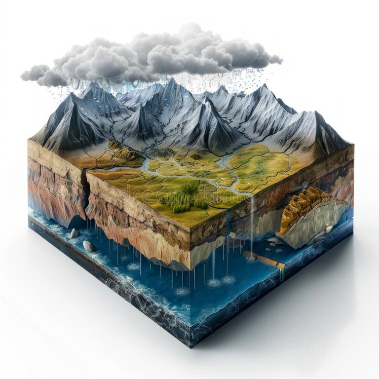 Cross-Section of a Mountain Ecosystem. Generative Ai Stock Illustration ...
