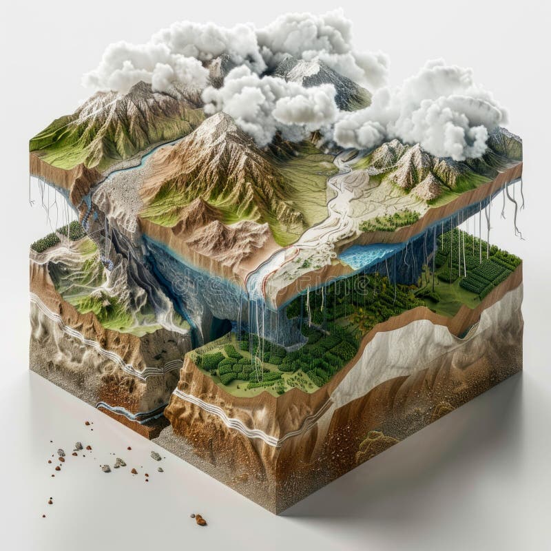 Cross-Section of a Mountain Ecosystem. Generative Ai Stock Illustration ...
