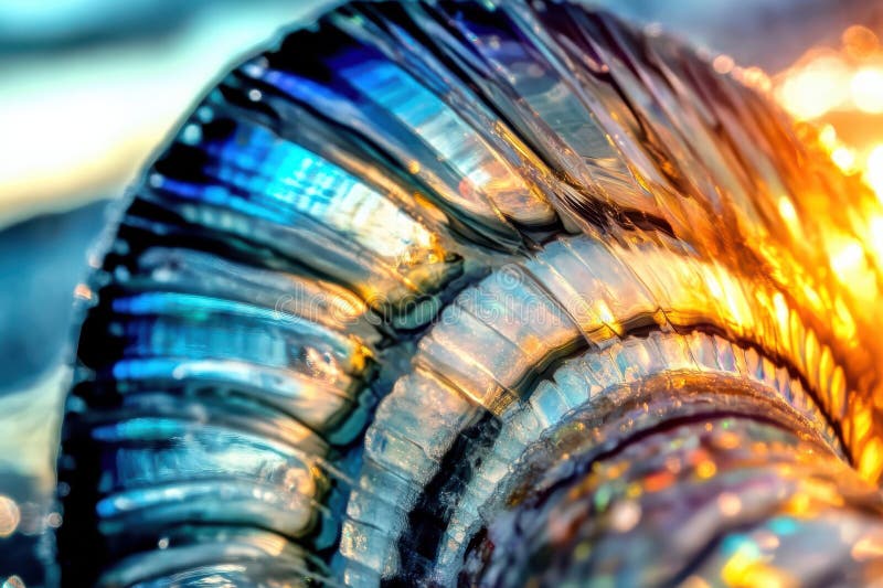 Close-up View of a Nautilus Shell Cross-Section Showcasing Intricate ...