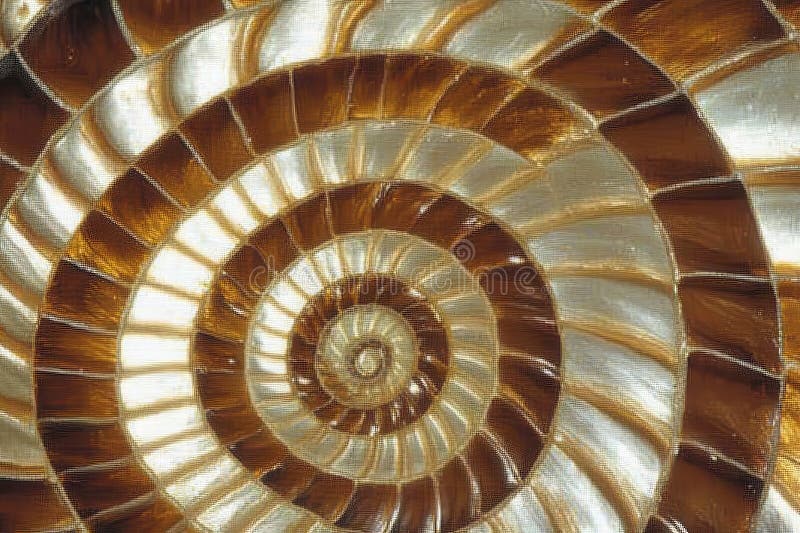 Close-up View of a Nautilus Shell Cross-Section Showcasing Intricate ...