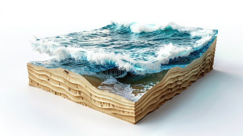 Cross-Section of Ocean Waves Crashing Onto Sandy Beach Stock Image ...
