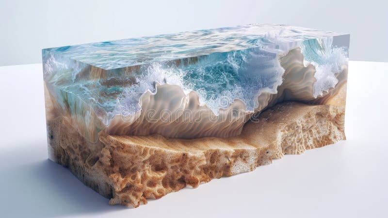 Cross-Section of Ocean Waves Crashing Onto Sandy Beach Stock Photo ...