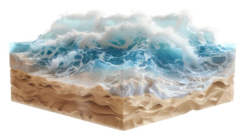 Cross-Section of Ocean Waves Crashing Onto Sandy Beach Stock Image ...