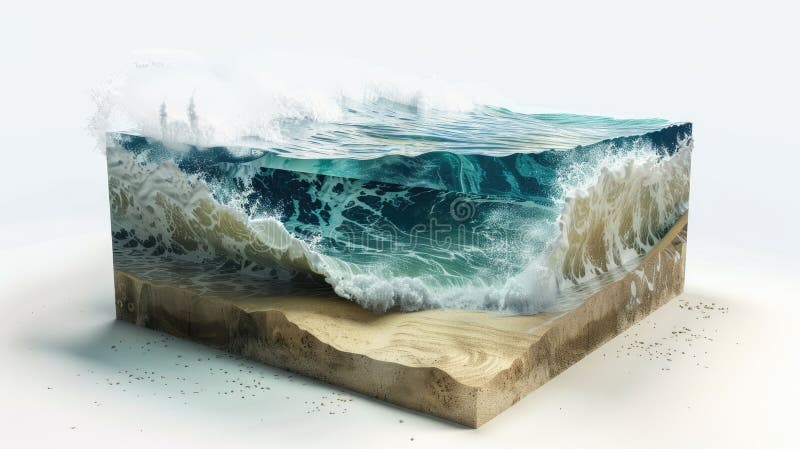 Cross-Section of Ocean Waves Crashing Onto Sandy Beach Stock Photo ...