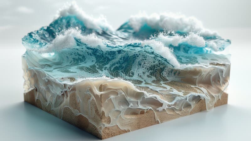 Cross-Section of Ocean Waves Crashing Onto Sandy Beach Stock Photo ...
