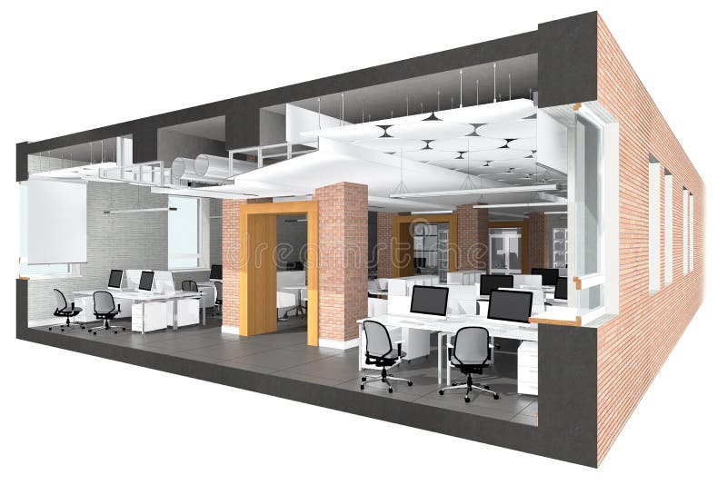 Cross Section of the Office Space Stock Image - Image of background ...