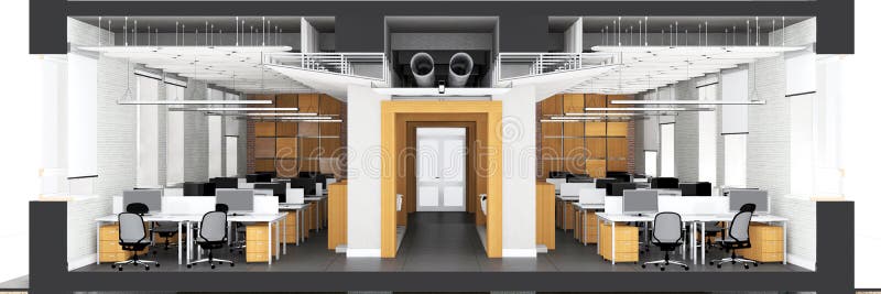 Cross Section of the Office Space Stock Illustration - Illustration of ...