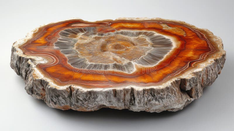 Cross Section of a Petrified Tree Trunk with a Multicolored Agate ...