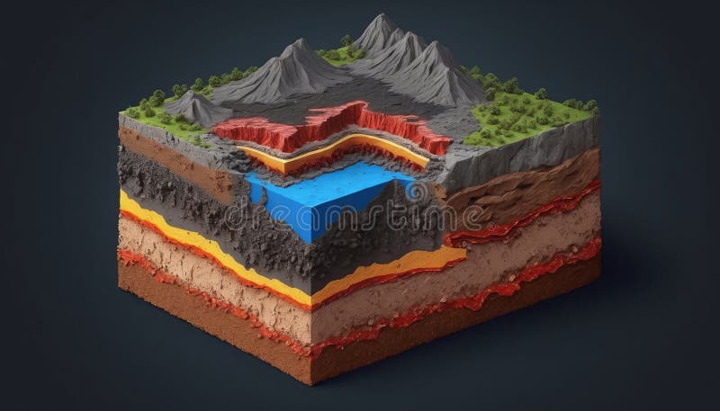 Cross-section of a Piece of the Earth S Crust, Different Composition ...