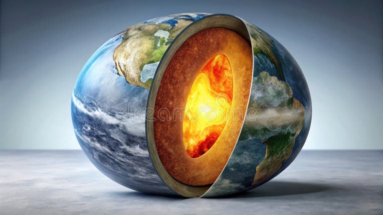 A Cross-section of Planet Earth Revealing Its Internal Structure and ...